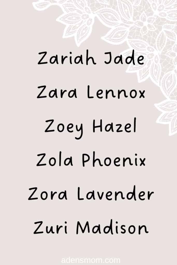 30 Unusual But Cool Girl Names That Start With Z 2023 30 Unusual But Cool Girl Names That Start With Z 2023